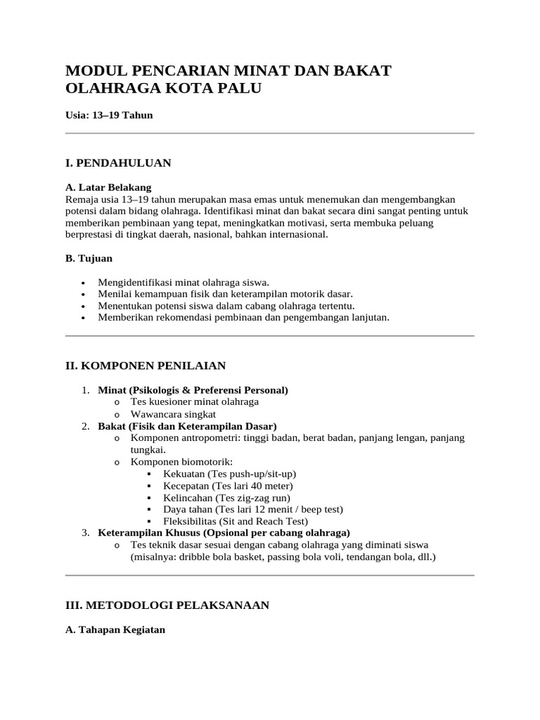 Identifikasi Minat dan Bakat Olahraga Remaja | PDF