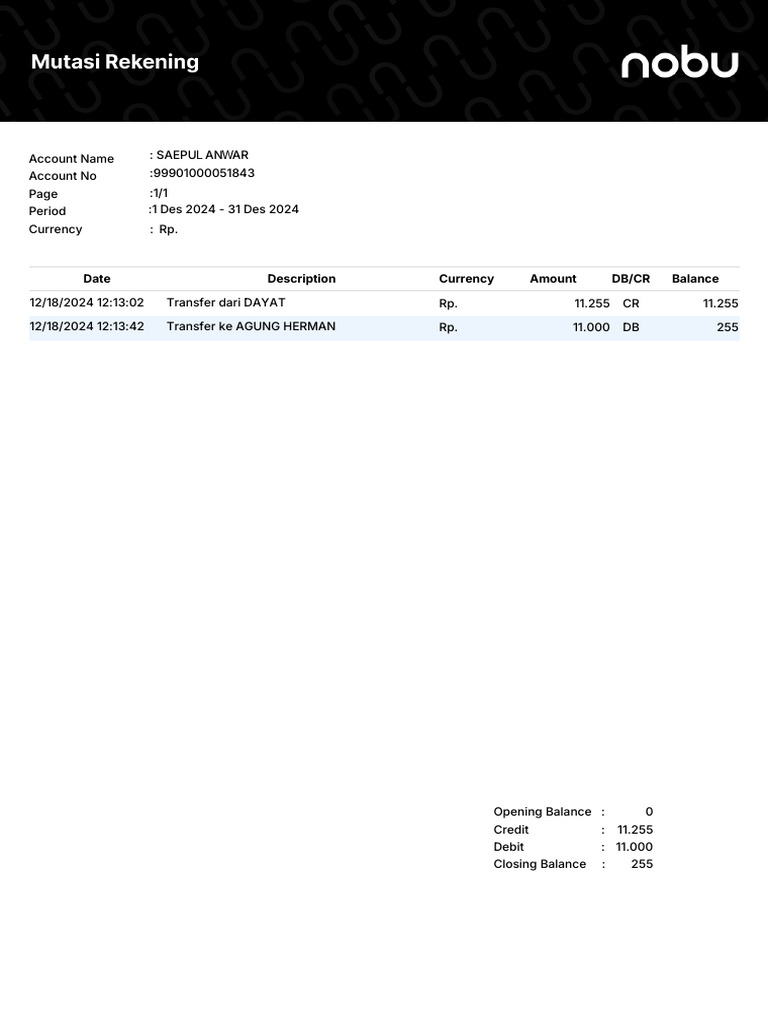 Mutasi Rekening Nobupul (SFILE | PDF