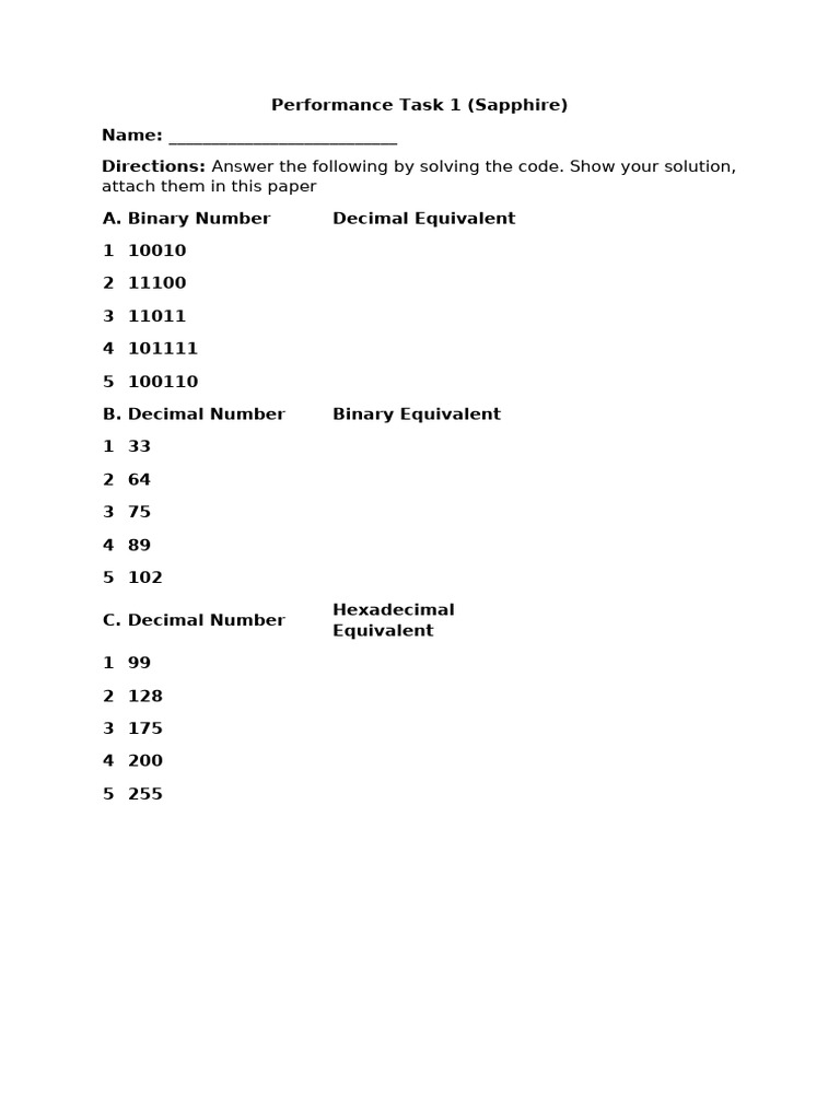 Performance Task 1 Tle Sapphire | PDF