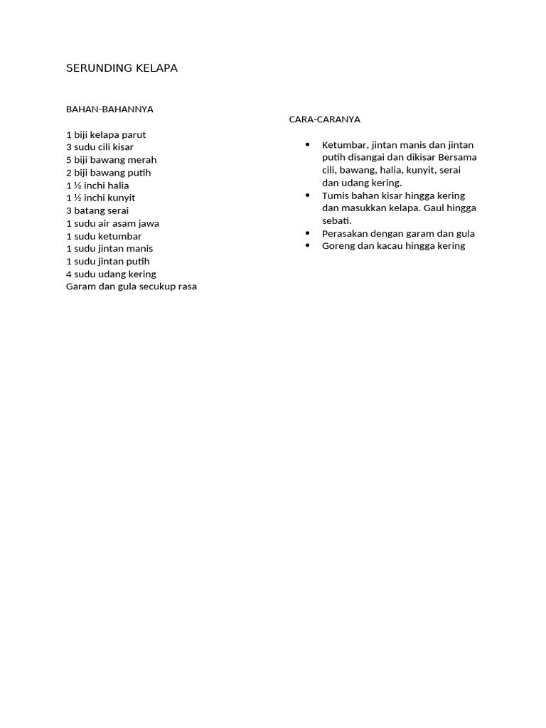 Resep Makteh: Serunding Kelapa dan Laksa | PDF