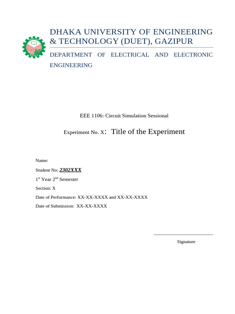 EEE 1106 Report Format | PDF