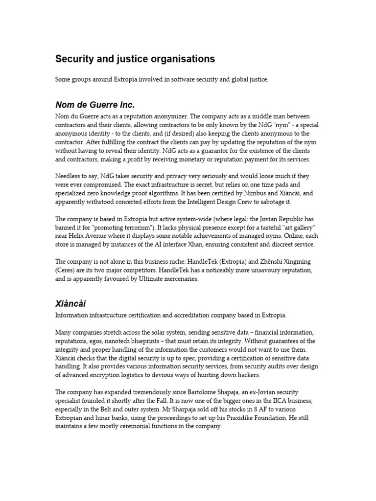 Security and Justice Organisations | PDF