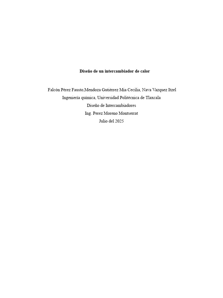 Diseño de Intercambiador de Calor | PDF | Ciencias fisicas | Ingeniería ...