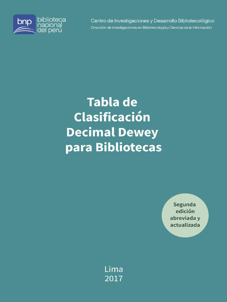 Tabla de Clasificacion de Decimales Dewey para Bibliotecas | PDF