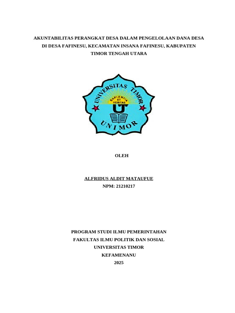 Akuntabilitas Dana Desa di Fafinesu | PDF