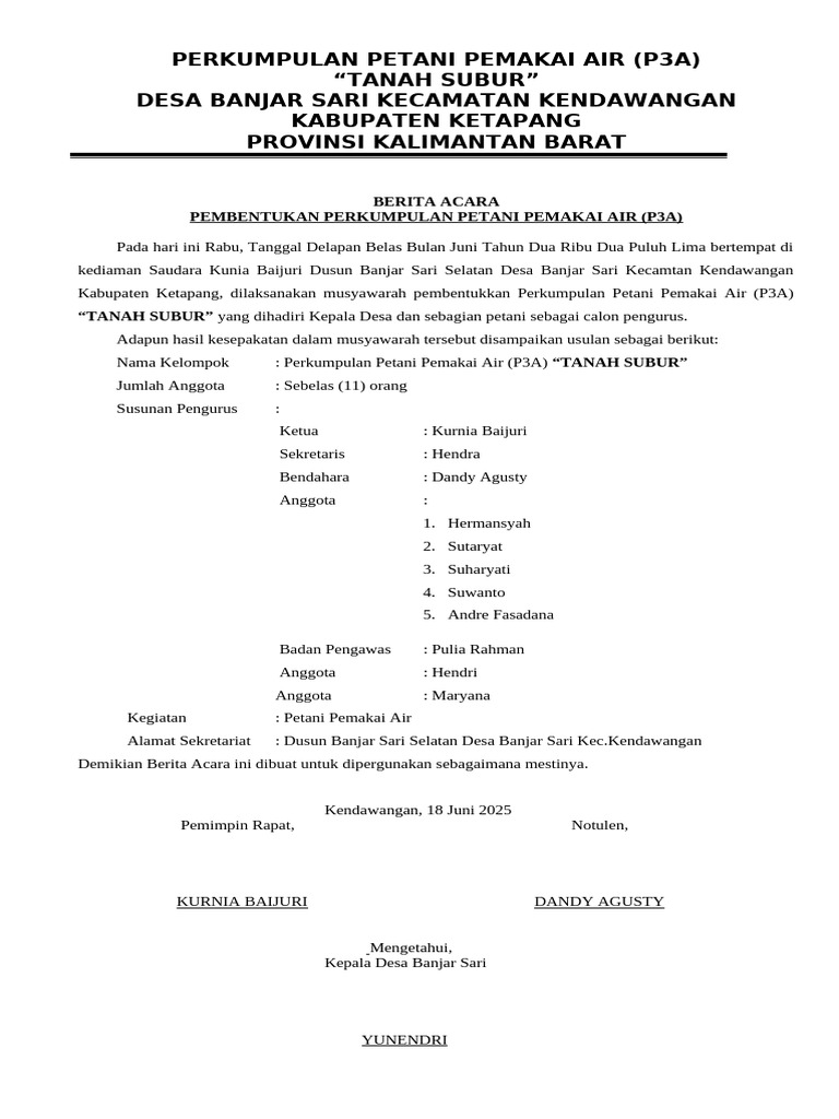 Ba Dan Notulen Tanah Subur | PDF