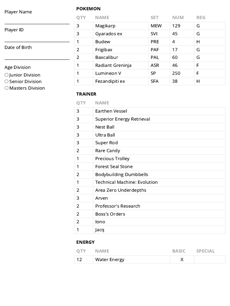 Print Decklist | PDF