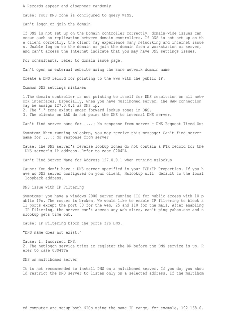 Dns Troubleshooting Pdf Active Directory Domain Name