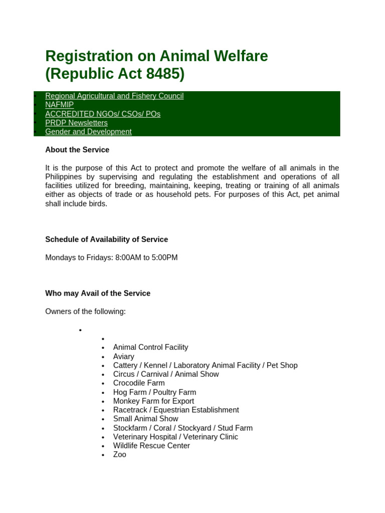 Animal Welfare Registration Process | PDF | Animal Welfare | Animals ...