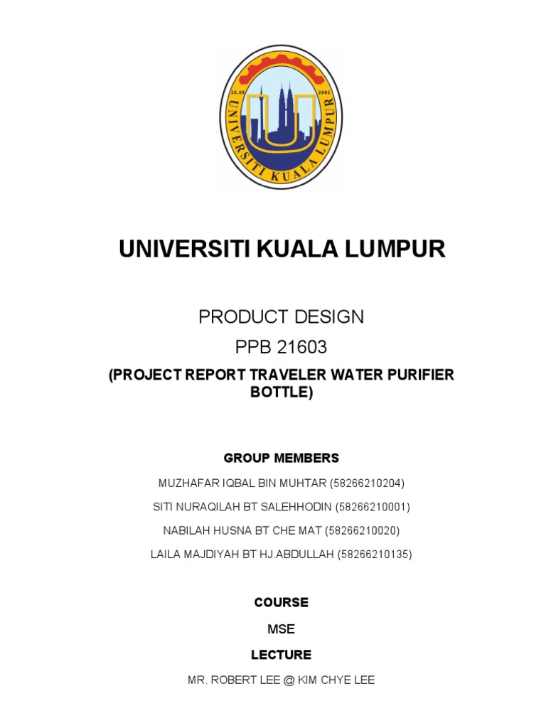 Purifier Bottle Project Report | PDF | Drinking Water | Plastic