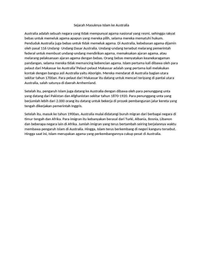Sejarah Masuknya Islam di Australia | PDF