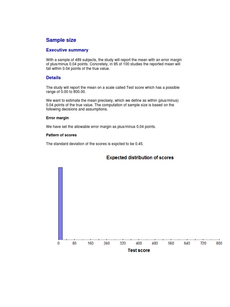 Sample Size: Executive Summary | PDF | Sample Size Determination | Standard Deviation