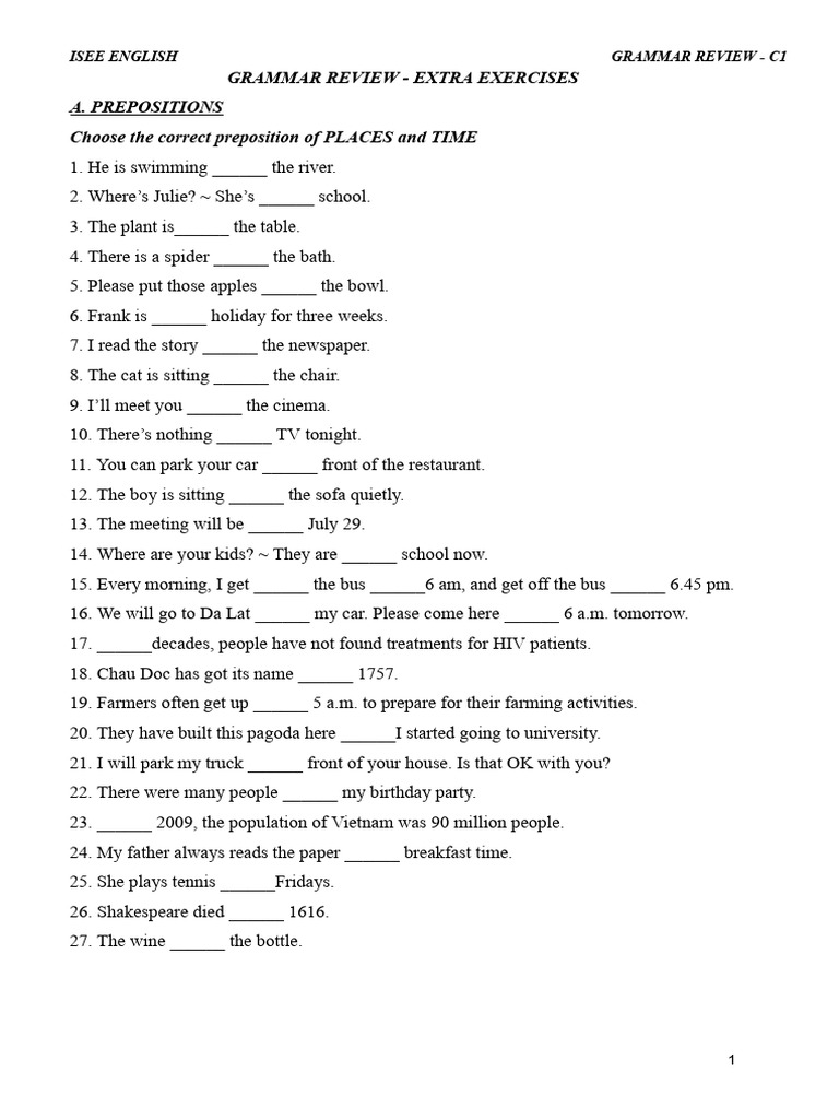 C1 English Grammar Review Exercises | PDF
