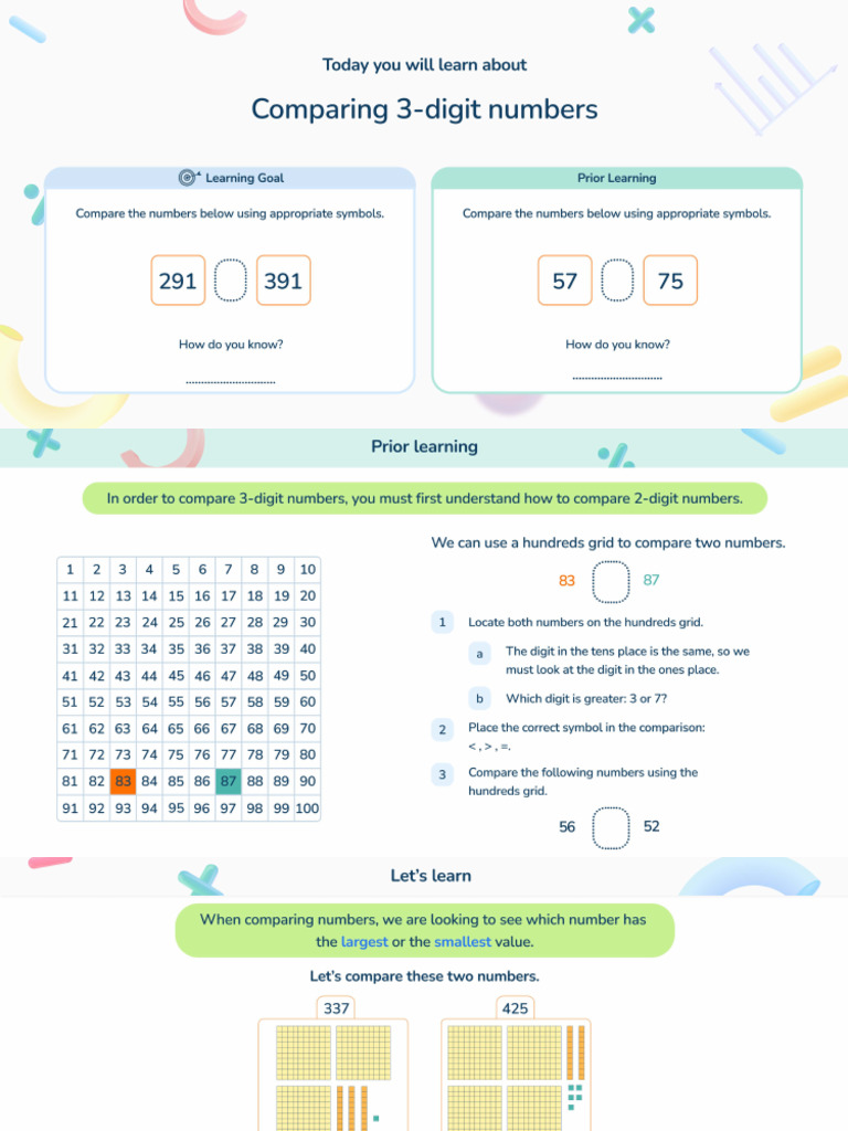 Comparing 3-digit numbers | PDF