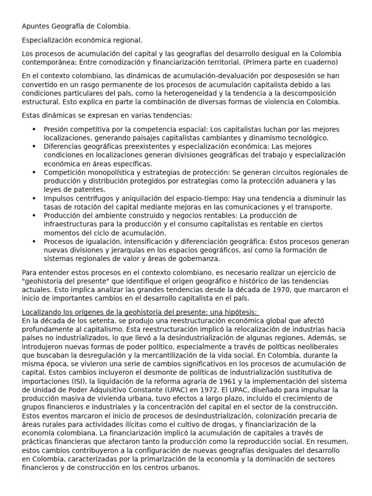 Apuntes Geografía de Colombia Lectura Obligatoria | PDF | Colombia | Bogotá