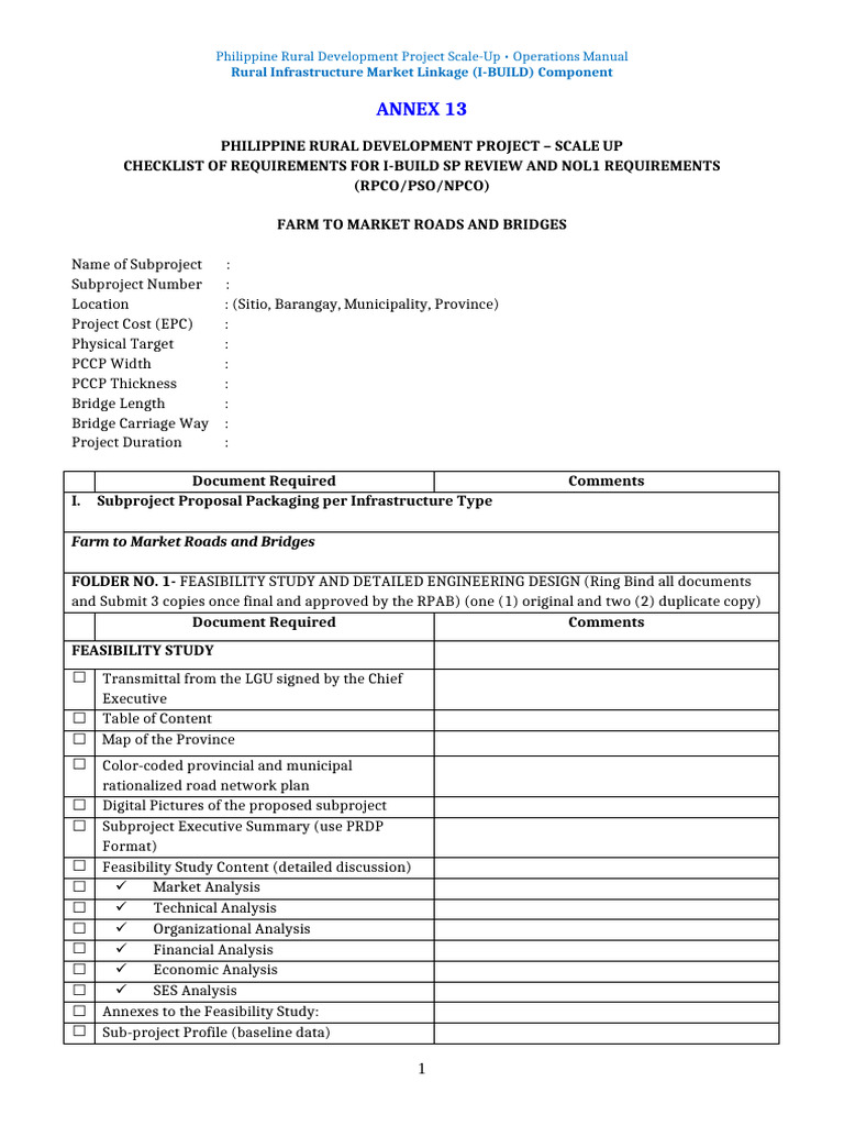 Annex 13 - PRDP SU - Review Checklist For FMRs and Bridges | PDF | Road ...