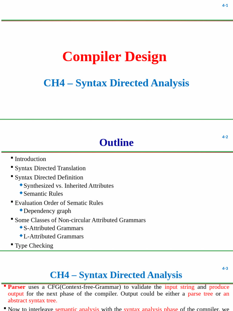 CH4 Syntax Directed Analysis | PDF | Parsing | Pointer (Computer ...