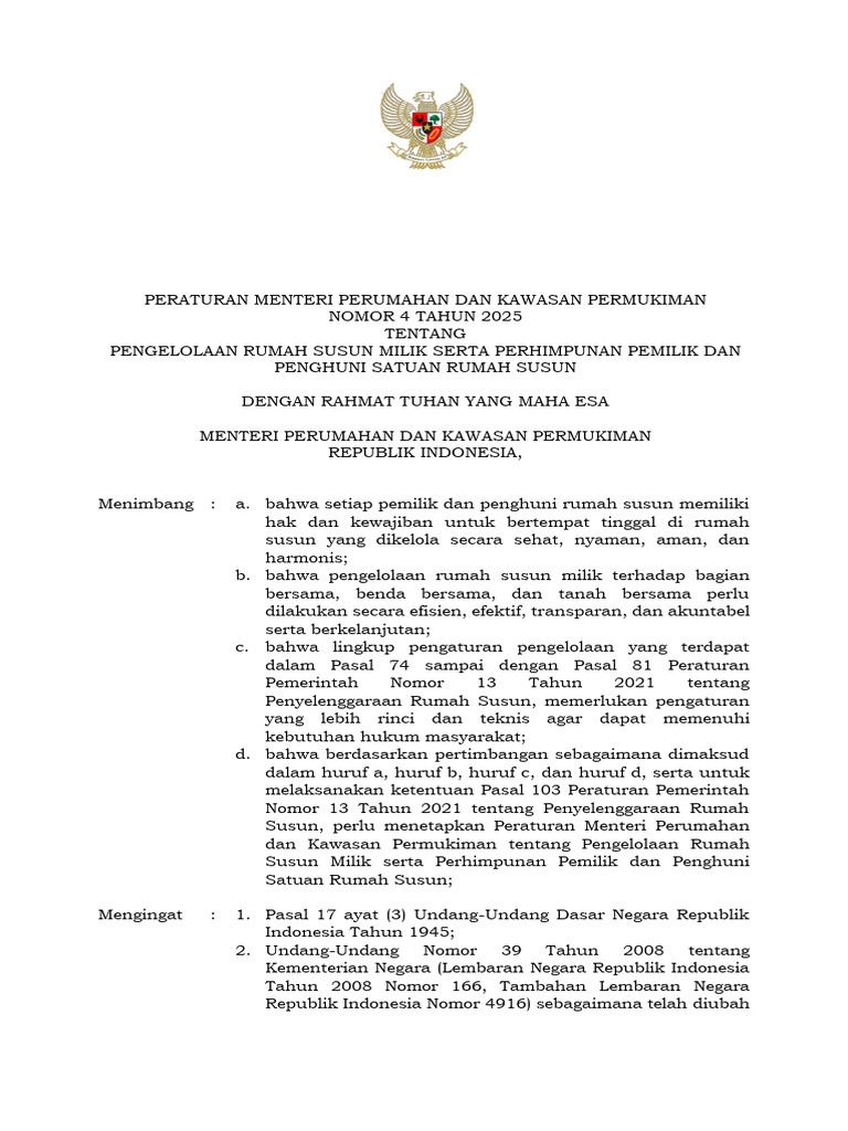 Permen PKP 4 2025 | PDF