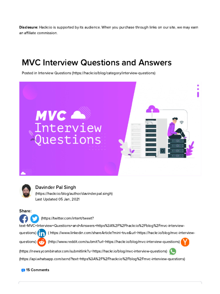 50 Top MVC Interview Questions & Answers in 2021 (Updated) | PDF | Model–View–Controller ...