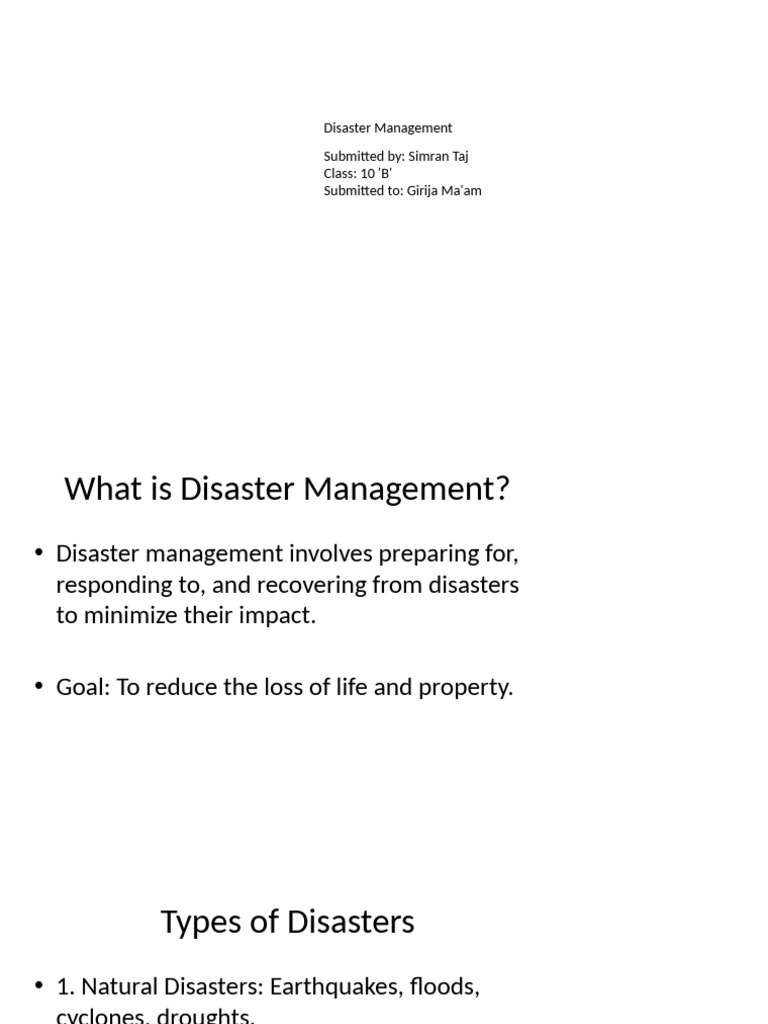 Disaster Management Simran Taj | PDF
