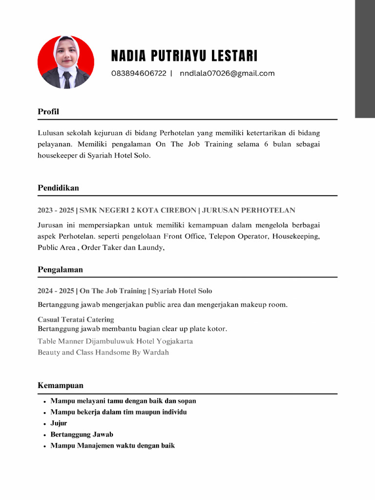 Cv. Nadiaputri | PDF