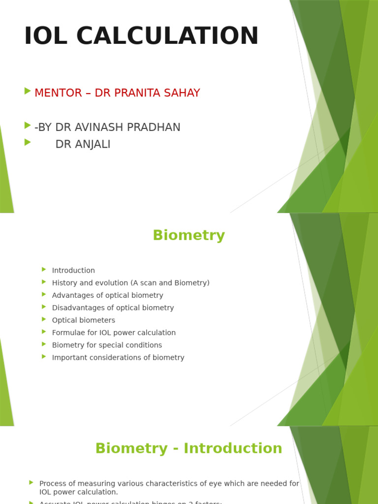 Iol Calculations DR AVINASH DR ANJALI | PDF | Vision | Ophthalmology