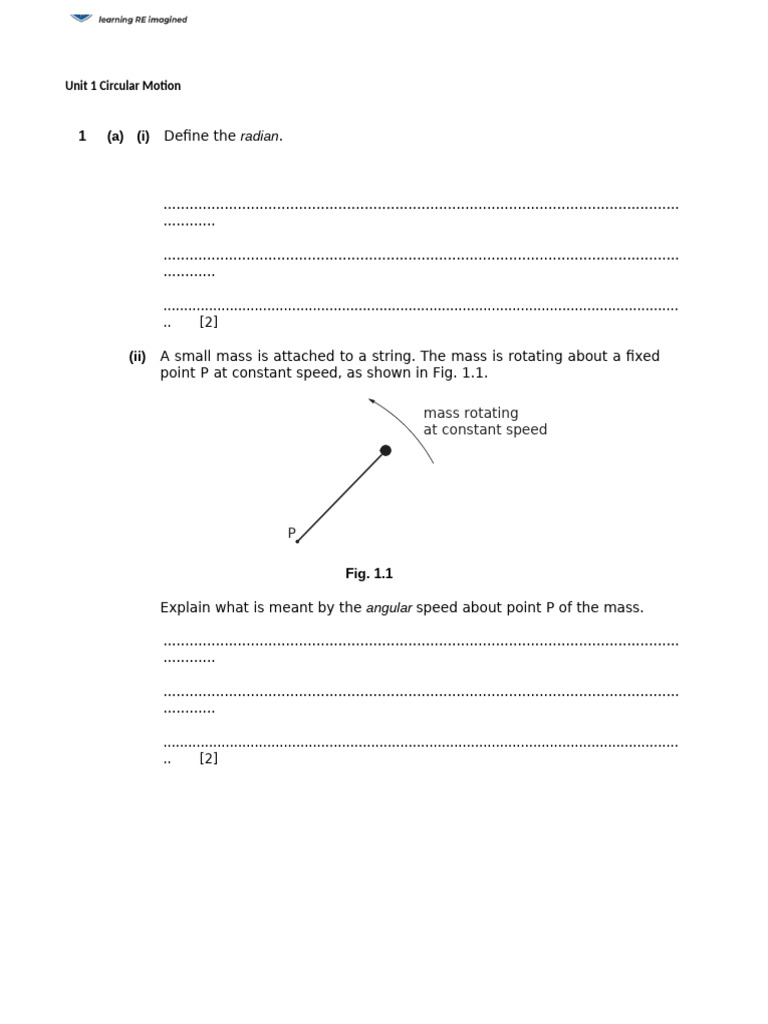 Unit12 - Circular Motion - Tasksheet 2 | PDF | Rotation Around A Fixed Axis | Force