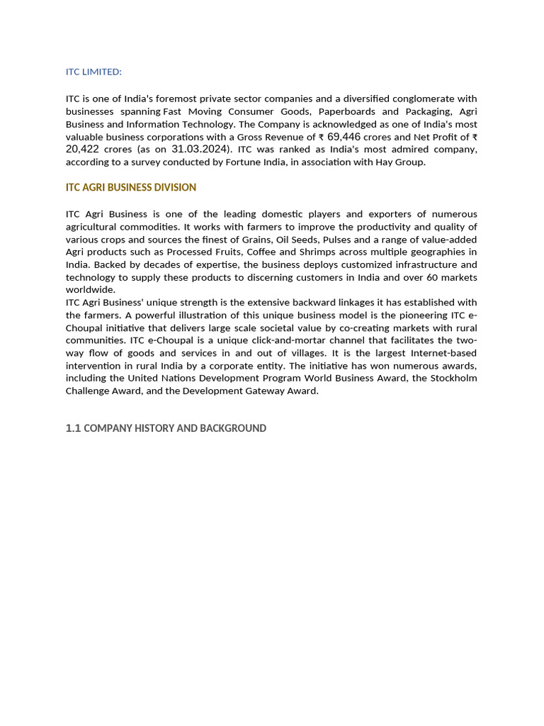 ITC Agri Business Overview 2024 | PDF
