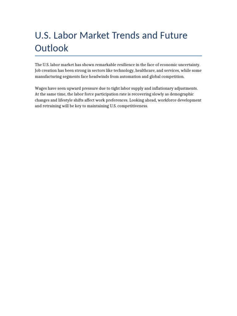U.S. Labor Market Trends & Outlook | PDF