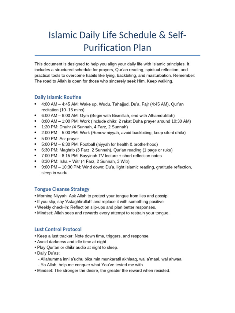 Islamic Daily Schedule and Spiritual Plan | PDF | Prayer | Semitic ...