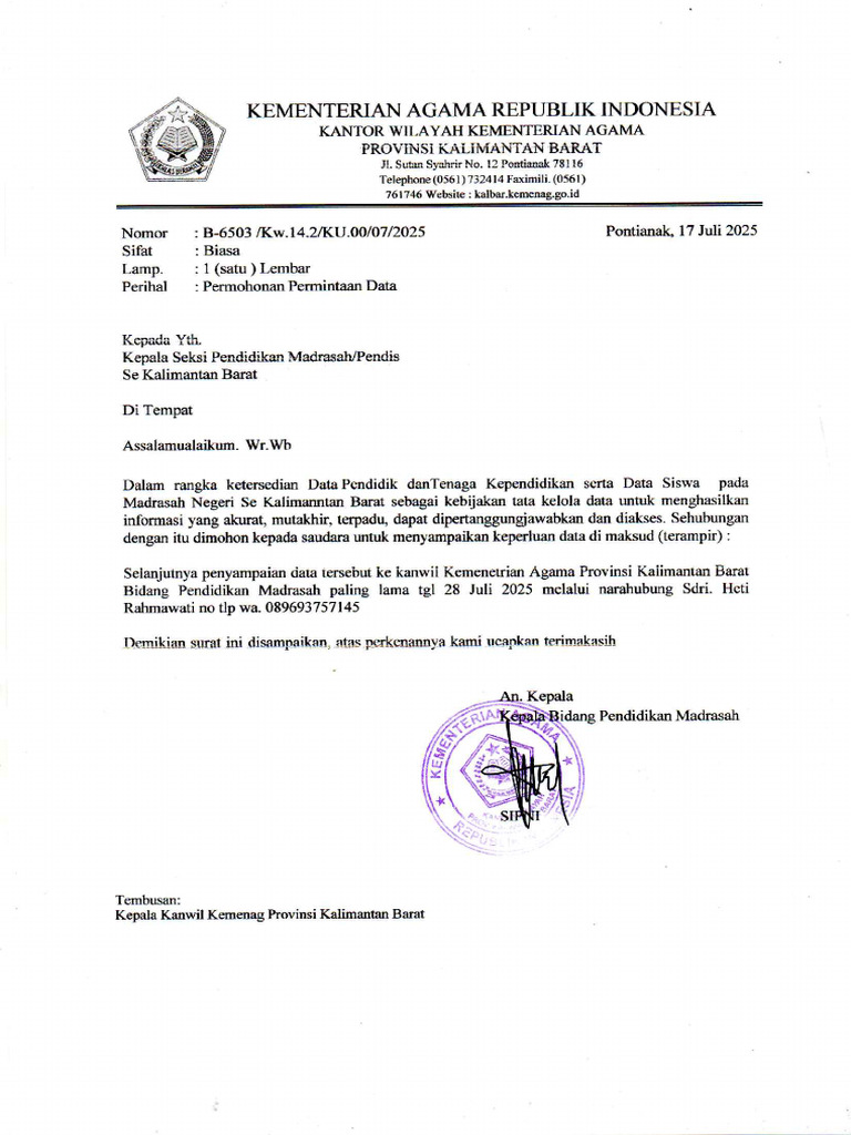 Surat Permintaan Data | PDF