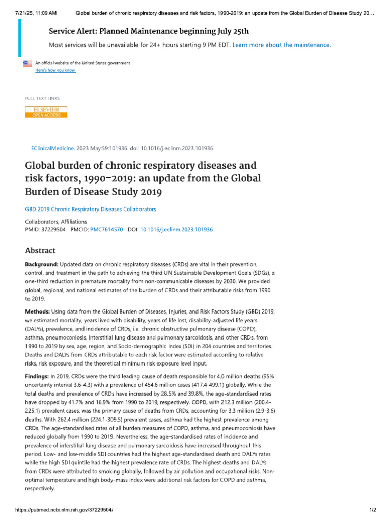 Global Burden Chronic Respiratory Disease | PDF