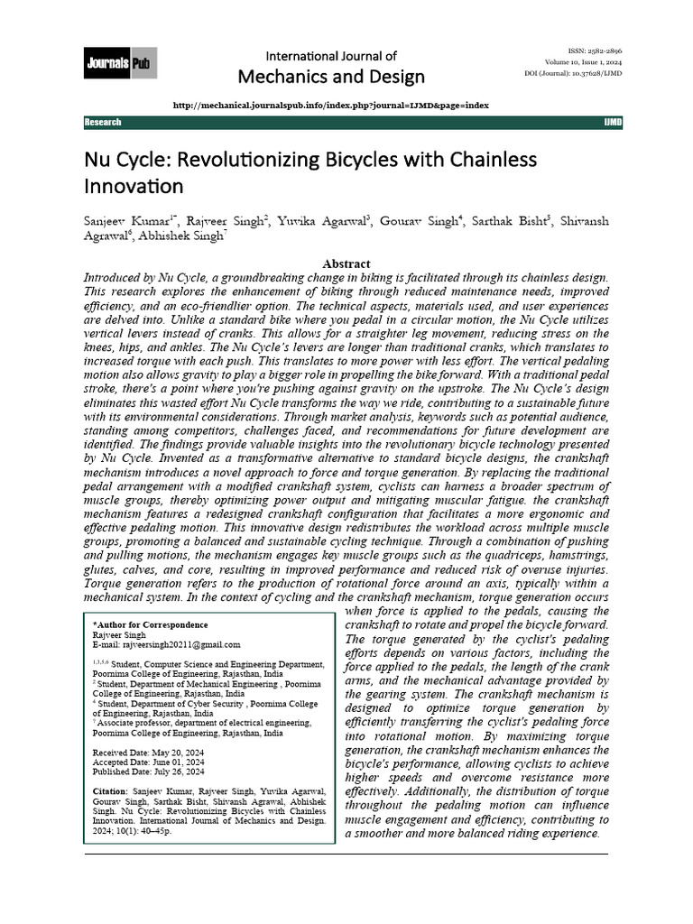 40 45 Nu Cycle Revolutionizing Bicycles With Chainless Innovation | PDF ...