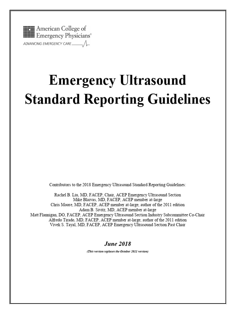 Emergency Ultrasound Reporting Guidelines | PDF | Medical Ultrasound ...