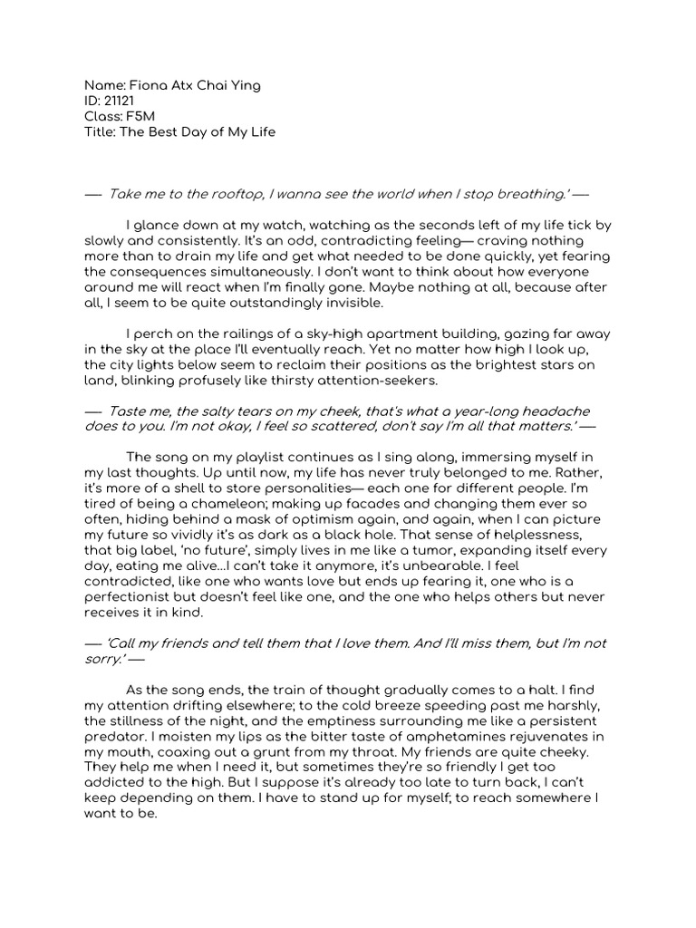 The Best Day of My Life | PDF