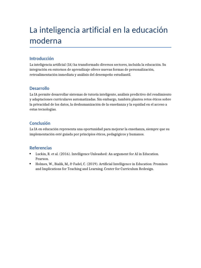 La Inteligencia Artificial en La Educaci | PDF
