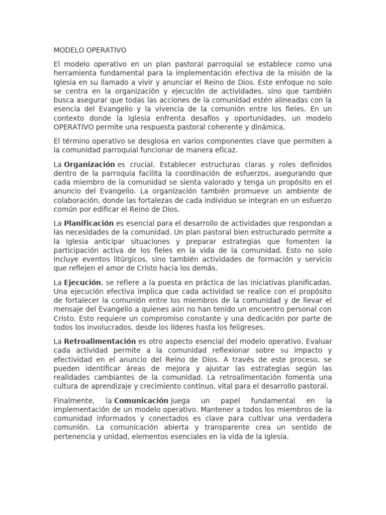Modelo Operativo | PDF | Comunidad | eucaristía