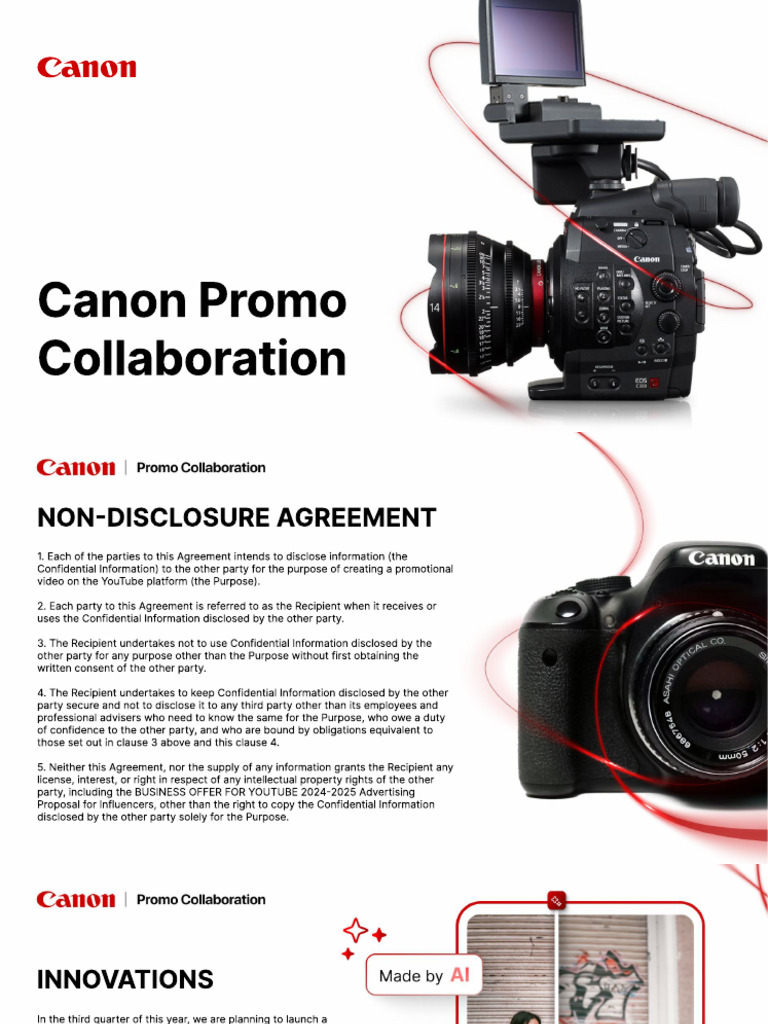 Canon YouTube Promo NDA Agreement | PDF | Computing