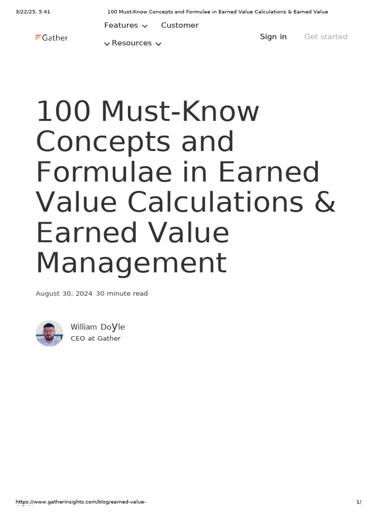Key Earned Value Management Formulas | PDF | Consumer Price Index ...