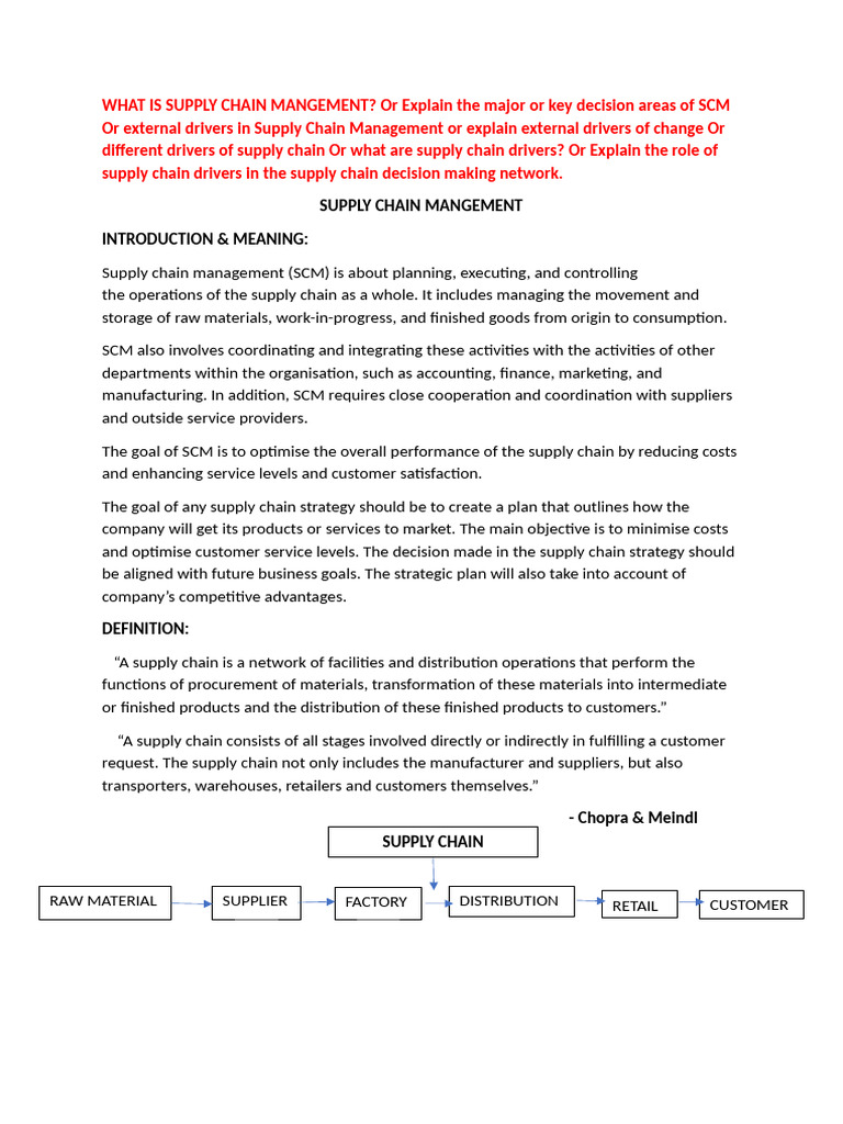 Supply Chain Management - Notes | PDF | Supply Chain Management ...