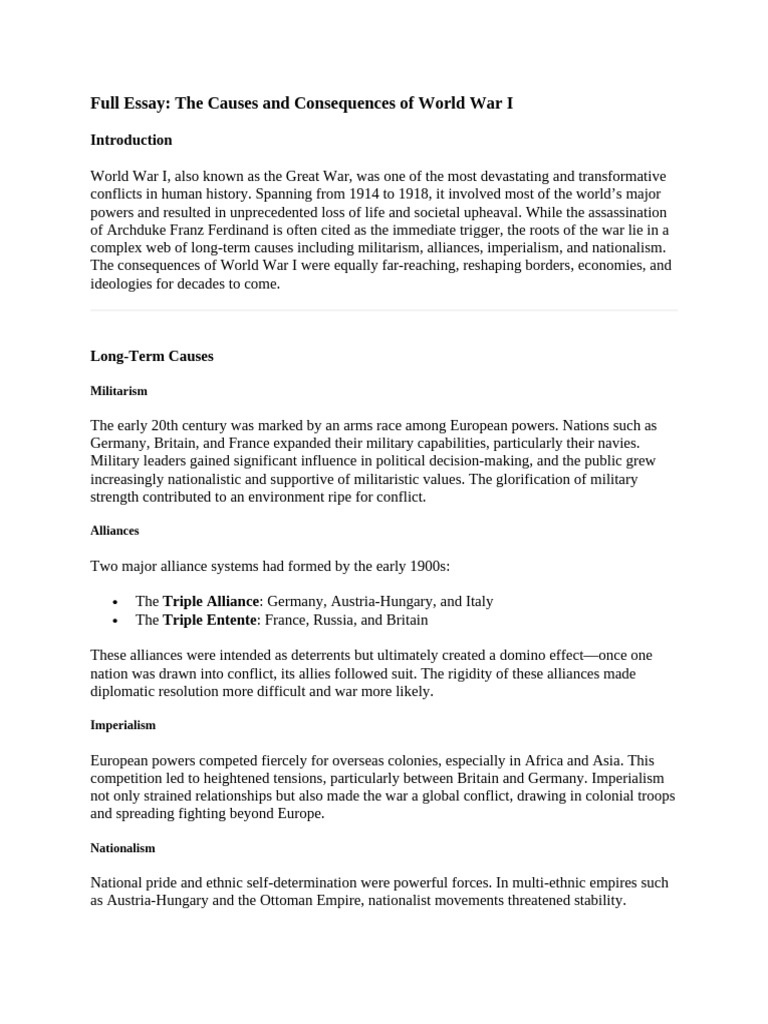 Consequences of World War I Explained | PDF | World War I | Austria Hungary