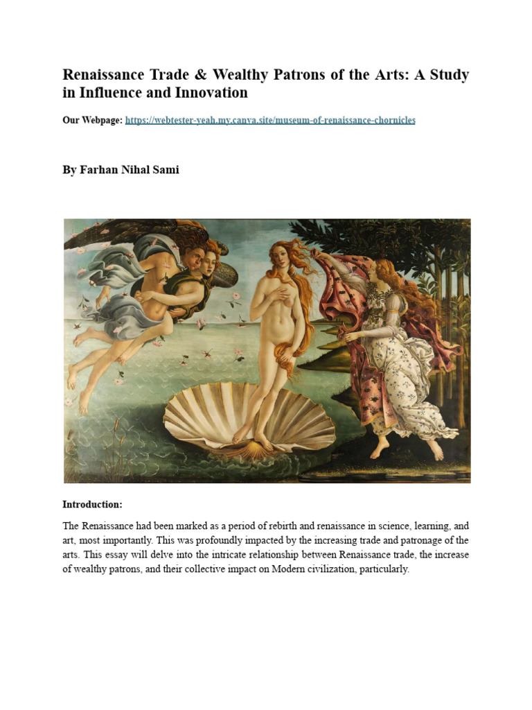Farhan Sami G7R Renaissance Trade Wealthy Patrons | PDF | Renaissance | Leonardo Da Vinci