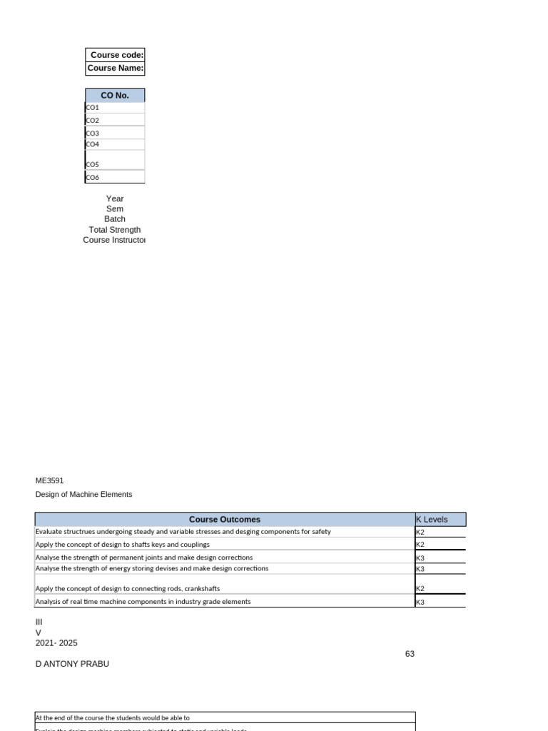 CAYm1 - DME Attainment Sheet 2023-2024 | PDF | Engineering | Knowledge