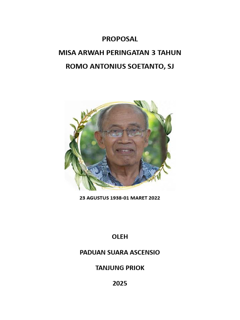 Proposal Misa 3 Tahun Romo Tanto | PDF