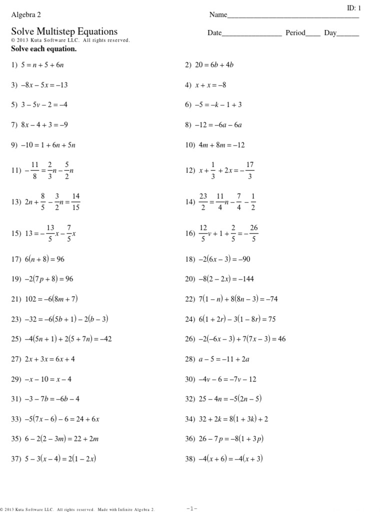 Algebra 2 - Solve Multistep Equations | PDF | Algebra | Mathematics