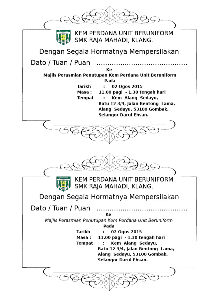 Template Jemputan | PDF