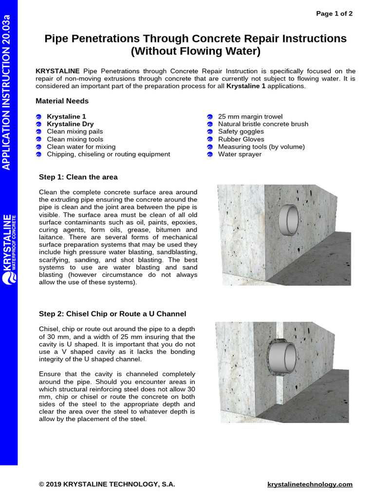 Concrete Pipe Penetration Repair Guide | PDF | Concrete | Extrusion