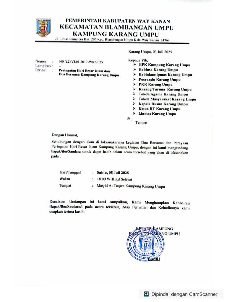 Undangan PHBI Dan Doa Bersama | PDF