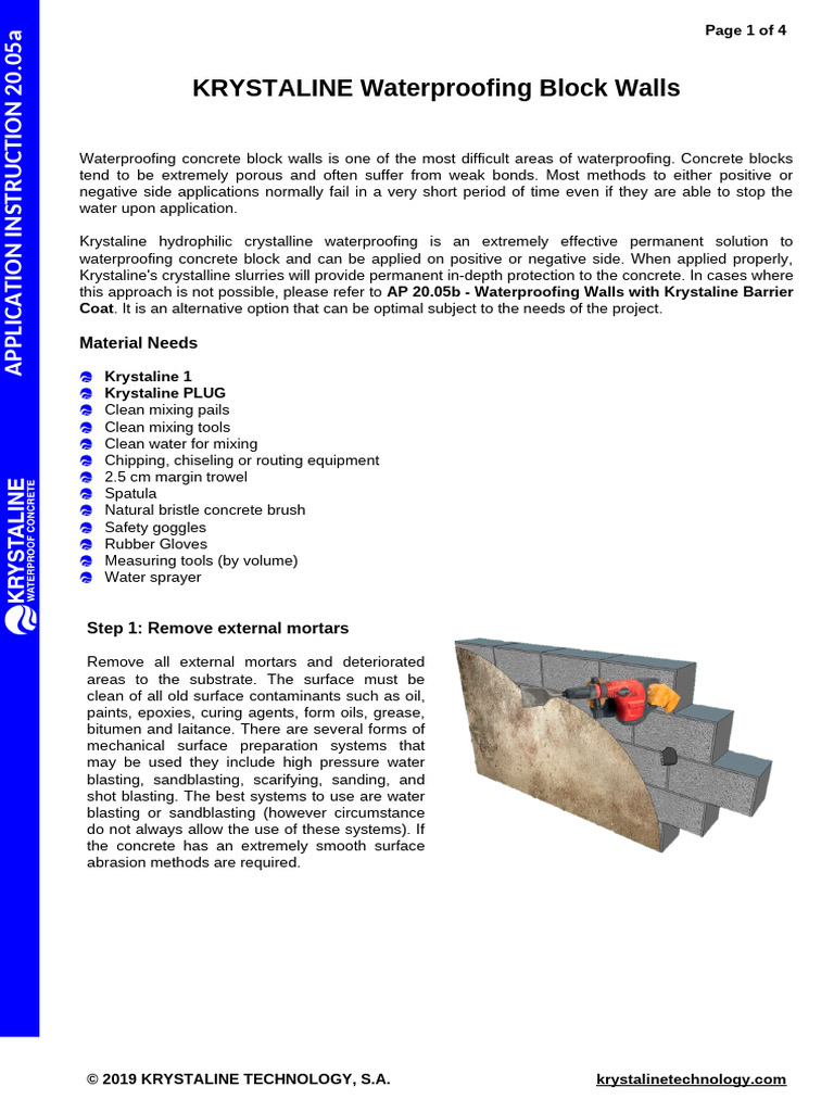 Krystaline Waterproofing for Block Walls | PDF | Concrete | Water