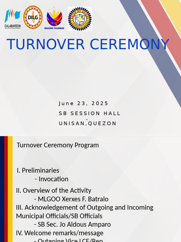 Turnover Ceremony Program UNISAN FINAL | PDF